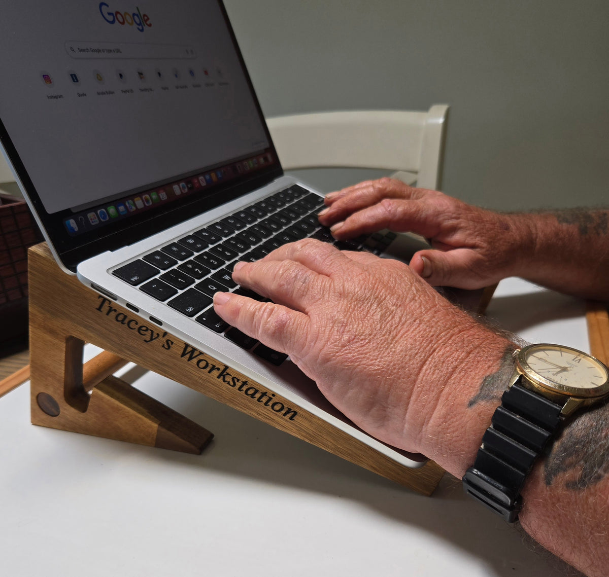 Laptop Stand, Timber Personalised Ergonomic Workstation, Portable, Gif ...